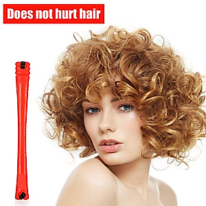 WILLBOND 60 Pcs Perm Rods Natural Long Short Hair Perm Rods with Elastic Rubber Band Non Slip Plastic Perming Cold Wave Kit for Women Hairdressing Styling Tool(0.2 Inch,Red)