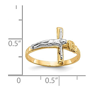 14k Two-tone Polished INRI Crucifix Ring style K5122