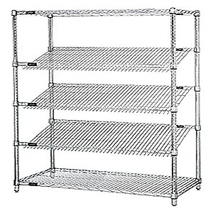 Quantum Storage Systems 1836SL6C 5-Tier Stationary Wire Shelving Unit with 3 Slanted Shelves, Chrome Finish, 400 lb. load capacity, 36" W x 18" L x 63" H