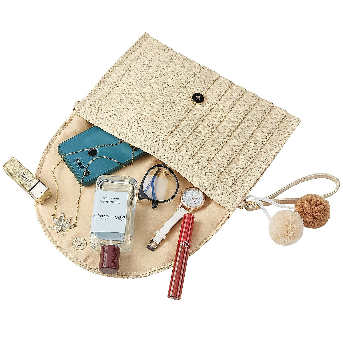 FARVALUE Women's Straw Shoulder Crossbody Bag Summer Woven Purse Beach Straw Envelope Clutch Wallet for Women