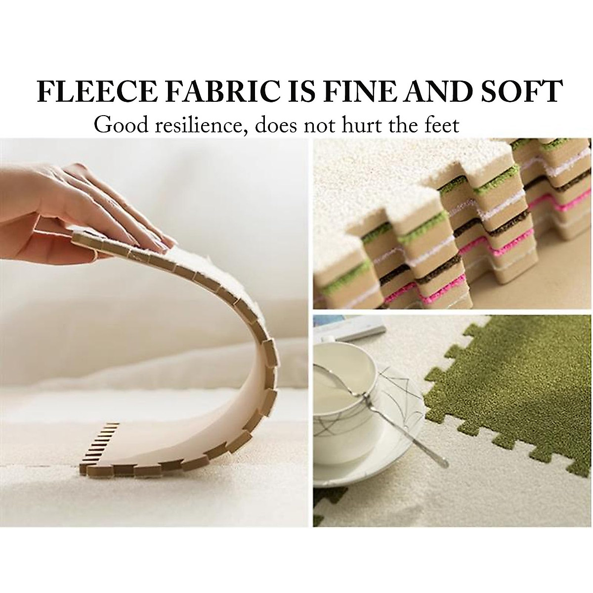 20 Pcs 12x12in Interlocking Foam Puzzle Carpet Tiles,Thick Design Non-Slip Shaggy Square Area Rug Easy to Put Together and Clean Texture Play Ground Mats(Color:Coffee+White)