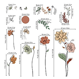 decalmile Boho Flower Wall Decals Floral Plants Grass Wall Stickers Living Room Bedroom Nursery Wall Decor Gifts for Mom