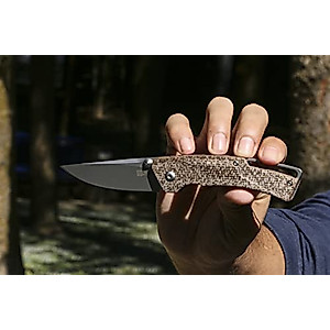 JIN D2 Folding Knife Mens Pocket Knife, EDC Knives with Liner Lock Ball Bearing Flipper Knife, Micarta Handle