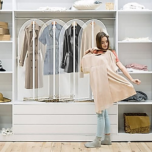 Jeffdad 2 Pack Suit Long Garment Bags, 60 x 140 cm Thickened Garment Protective Cover Hanging Coat and Suit Dust Bag for Evening Dresses, Fur Coat, Dresses and Suit