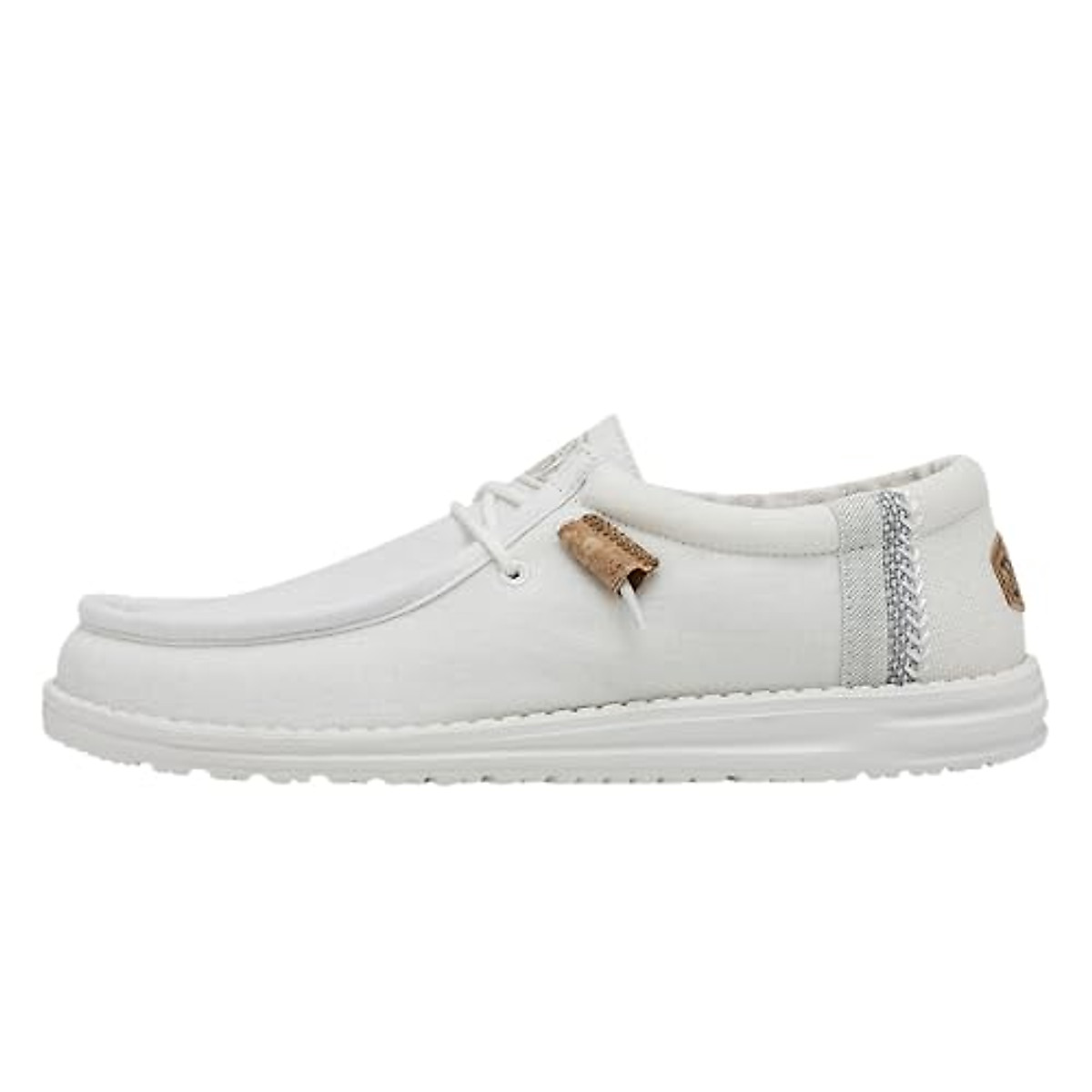 Hey Dude Men's Wally Break Stitch White Size 8| Men's Loafers | Men's Slip On Shoes | Comfortable & Light-Weight