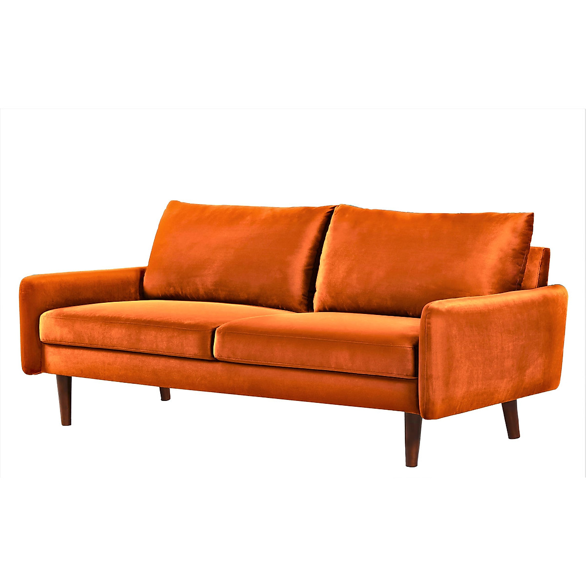 US Pride Furniture Kent Modern Velvet Sofa, Comfortable 3 Seater Couch for Living Rooms and Small Spaces, Ideal Studio Apartment Furniture with Sleek Design, Orange