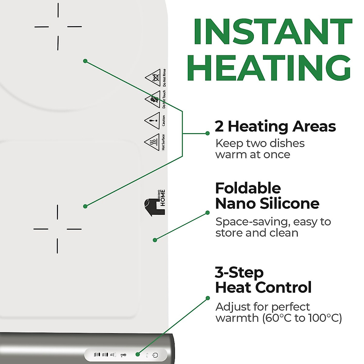 EconoHome Premium Silicone Food Warmer for Parties, Buffet, Holidays - Roll Up Electric Powered Food Warming Tray to Keep Your Food Warm - 3 Heat Levels, Large Surface Area