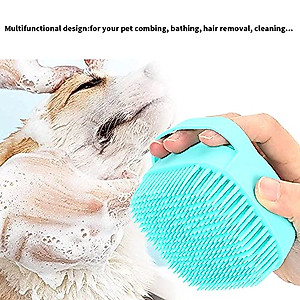 Pet Dog Bath Brush Soft Silicone Dog Shampoo Brush, Brush Hair Fur Grooming Cleaning Brush Soft Shampoo Dispenser (Blue)