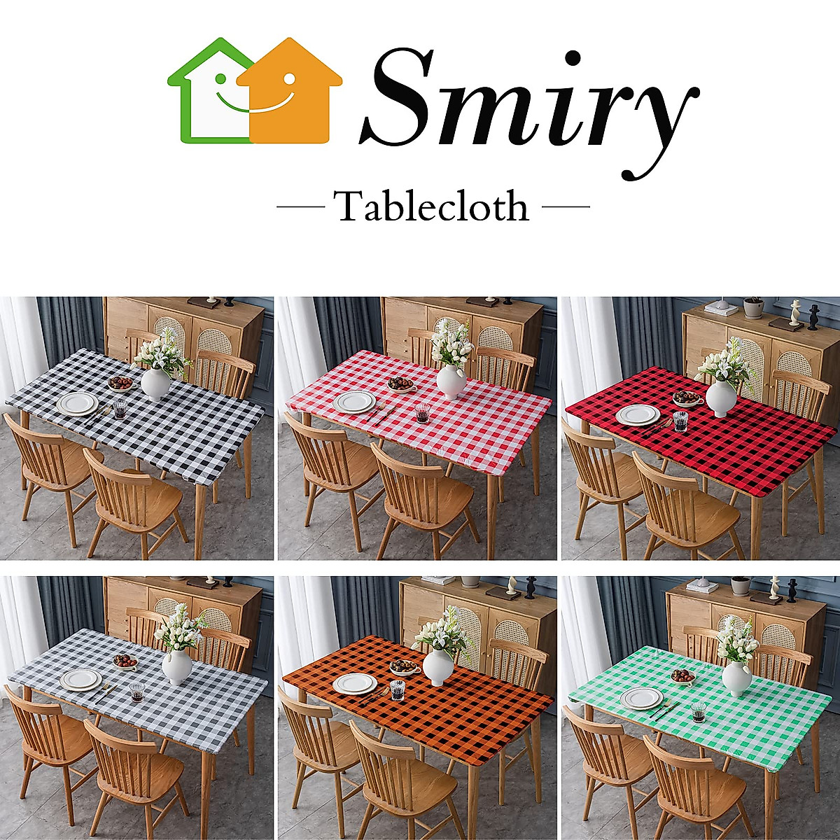 smiry Rectangle Table Cloth Cover, Elastic Waterproof Fitted Vinyl Table Covers for 4 FT Tables, Flannel Backed Buffalo Plaid Tablecloth for Picnic, Camping, Outdoor (White and Grey, 30 x 48 Inches)