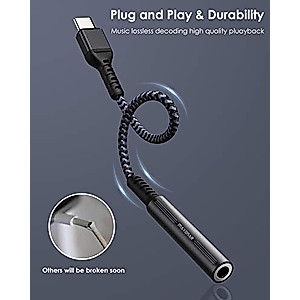 Maxonar USB Type C Headphone Adapter, Upgraded USB-C to 3.5mm Jack Dongle Digital to Analog Aux Audio Converter for Galaxy S22 S21 S20 Note 20 10 S10 S9 iPad Pixel 5 4XL-Grey