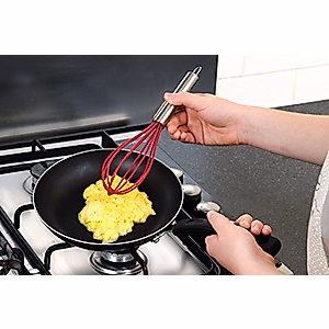 Silicone Whisk Set of 3 - Stainless Steel & Silicone Non-Stick Coating – Colored Balloon Egg Beater for Blending, Whisking, Beating, Frothing & Stirring (12-inch, 10-inch & 8.5-inch)