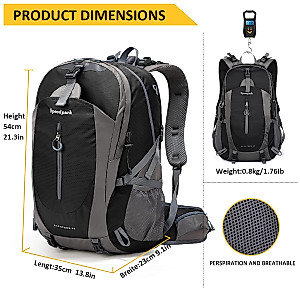 SPEEDPARK Hiking Backpack 40L Waterproof Hiking Daypack with Rain Cover, Outdoor Trekking Travel Backpacks for Men Women