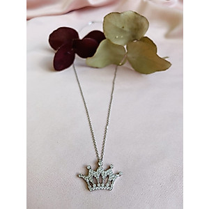 Queen Crown 925 Sterling Silver Pendant Necklace (Sterling Silver)