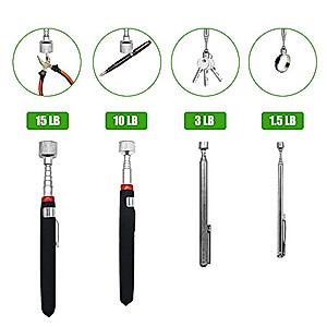 Telescopic Magnet, Magnetic Pick Up Tool 4 Pack, Magnetic Retrieval Tool, Magnet Stick (1.5LB 3LB 10LB 15LB) by QPEY