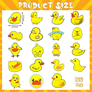 Libima 100 Pcs Yellow Duck Stickers Cute Duck Decal for Water Bottles Waterproof Bottles Sticker for Kids Teen Laptop Luggage Skateboard Fringe Phone