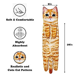 Cat Funny Hand Towels for Bathroom Kitchen - Cute Decorative Cat Decor Hanging Washcloths Face Towels Super Absorbent Soft-Valentines Day Mothers Day Housewarming Gifts for Women Cat Lovers(Orange)
