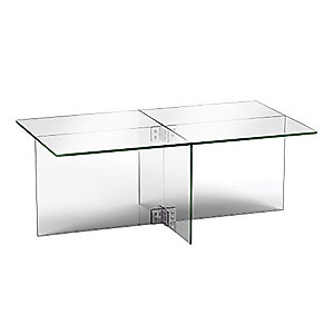 Henn&Hart Coffee Table, One Size, Clear Glass, 16" H x 42" L x 24" W