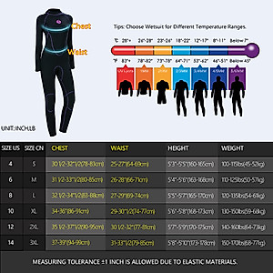 Dizokizo 3mm Women Wetsuit Neoprene Long Sleeve Full Wetsuit for Diving Surfing Kayaking Swimming