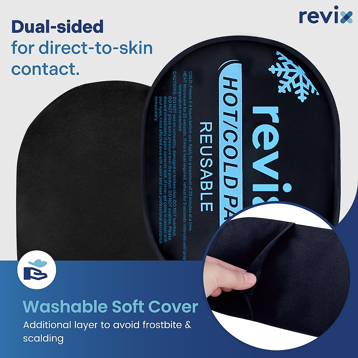 REVIX Ice Packs for Injuries Reusable, 5-Piece Set Hot and Cold Gel Ice Pack for Joints, Muscle, Post-Workout Recovery, Adjustable and Flexible Cooling Pads for Knees, Back, Arms and Neck