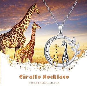 TUGHRA Giraffe Necklace 925 Sterling Silver I Love You Forever Giraffe Pendant Necklaces Xmas Jewelry Gifts for Women Daughter Mom friend Birthday Motherës Day Present