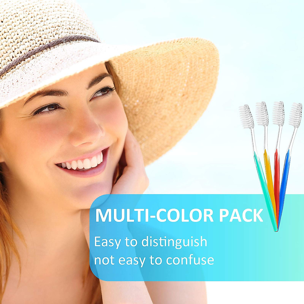 Disposable Toothbrushes Individually Wrapped Toothbrushes Medium Soft Bristle Tooth Brush Manual Disposable Travel Toothbrush Set for Adults Kids Travel Toiletries, 4 Colors (200 Pieces)