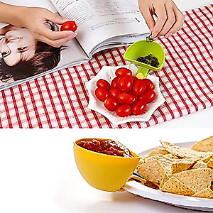 Dip Clip Bowl Plate Holder -8pcs Color Plastic Dish Chip And Dip Serving Set For Spice Tomato Sauce Salt Veggie Vinegar Ketchup Chips - Chip Clips Holders Cup Paper Plate Holder Condiment Cups Dipping