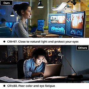 HAPPY NOCNOC Eye-Care eReading Desk Lamp/ Table Lamp/ Task Lamp/ Swing Arm Lamp: Auto-Dimming, CRI 97, Adjustable Temperatures, 51” Wide Illumination Desk Light for Home Office, Bedroom, Living Room