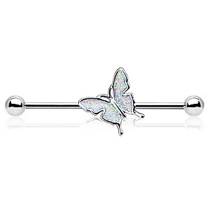 Jewseen Industrial Barbell 14g Industrial Rings Butterfly Industrial Bar Body Piercing Industrial Jewelry for Women Gift