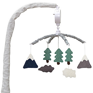 Living Textiles Baby Musical Mobile - Peaks | Knitted Hanging Decor w/Electronic Music Box for Newborn & Nursery Bedding/Crib