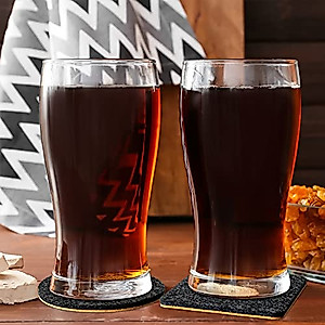 24 Pieces Felt and Cork Coasters for Drinks 4 Inch Two Sided Absorbent Felt Coasters Square and Round Drink Coasters Black for Cup Beer Glass Table Desk Furniture Protection Anti Slip