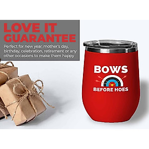 Archery Red Wine Tumbler 12oz - Bows before hocs - Archery Trainer Bowfishing Deer Shooting Target Shot