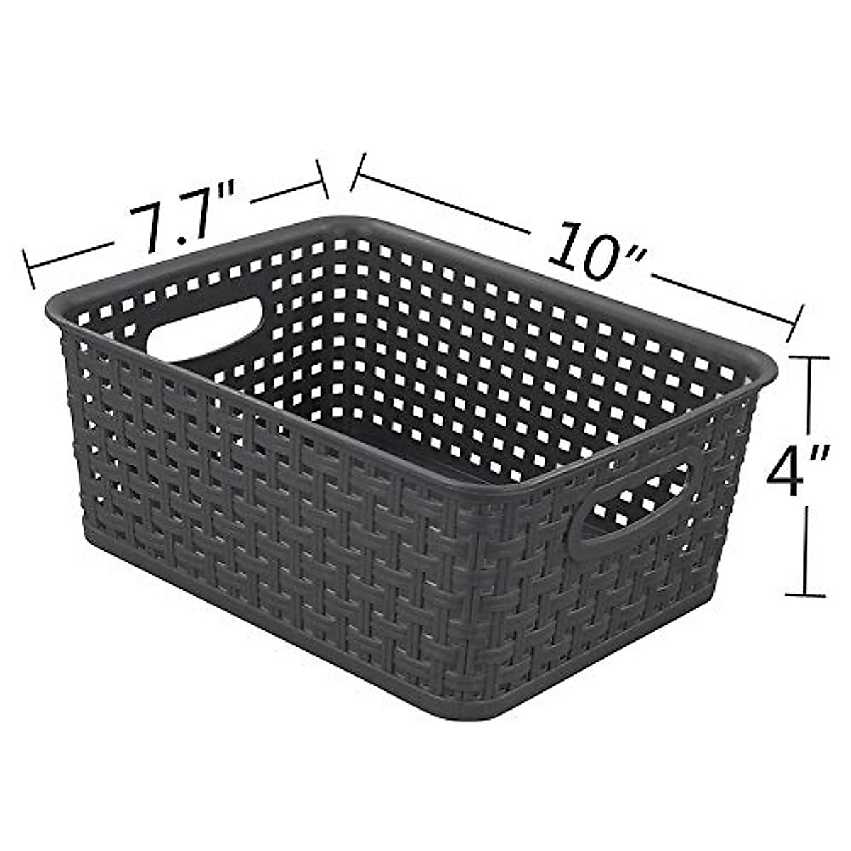 Neadas Plastic Weave Storage Bins, Plastic Storage Basket Bin, 6 Packs