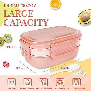 MKAVOE Bento Box Adult Lunch Box, All-in-One Stackable Bento Lunch Containers, 8 Compartments Design Bento Lunch Box for Adults/Kids with Utensil Set, Leakproof Bento Boxes for Work, Picnic, School