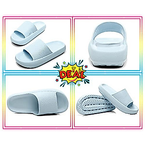 House Slippers For Women & Men - Cloud Slippers Non Slip Pillow Shower Slides Open Toe Comfy Quick Drying Bathroom Sandals For Spa Pool Gym Beach Indoor and Outdoor Sky Blue 4041