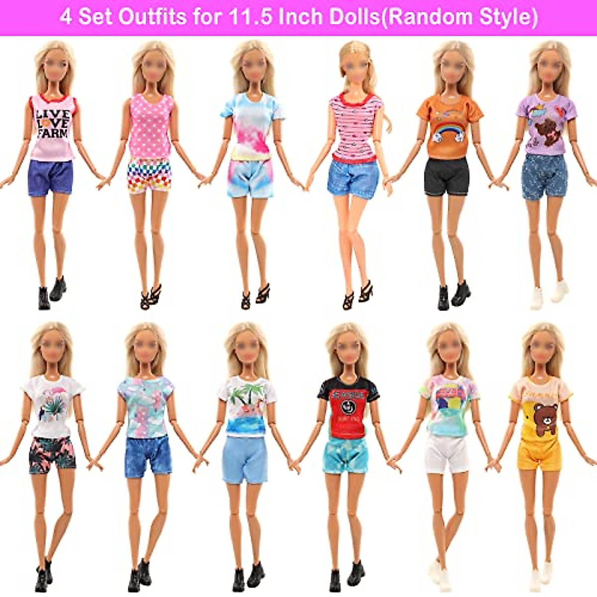 27 Pcs Doll Clothes and Accessories Including 8 Set Clothes Hooded Sport Suits Fashion Outfits Tops and Pants/Shorts with 15 Pairs of Shoes 4 Accessories for 11.5 Inch Dolls(Doll NOT Include)