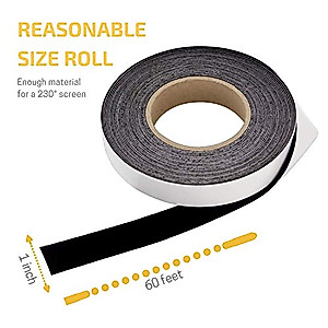 ConClarity 1 in x 60 ft - Vibrancy Enhancing Projector Screen Felt Tape Border Deepest Black Ultra High Contrast Flocking for DIY Screen Borders Absorbs Light, Brightens Image & Stops Bleed
