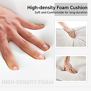 Yaheetech Teddy Boucle Fabric Armchair, Retro Leisure Accent Chair with Extra Soft Padded and Cushion, Modern Reading Arm Chair with Black Metal Frame for Living Room/Office/Bedroom/Study, Ivory, 2PC