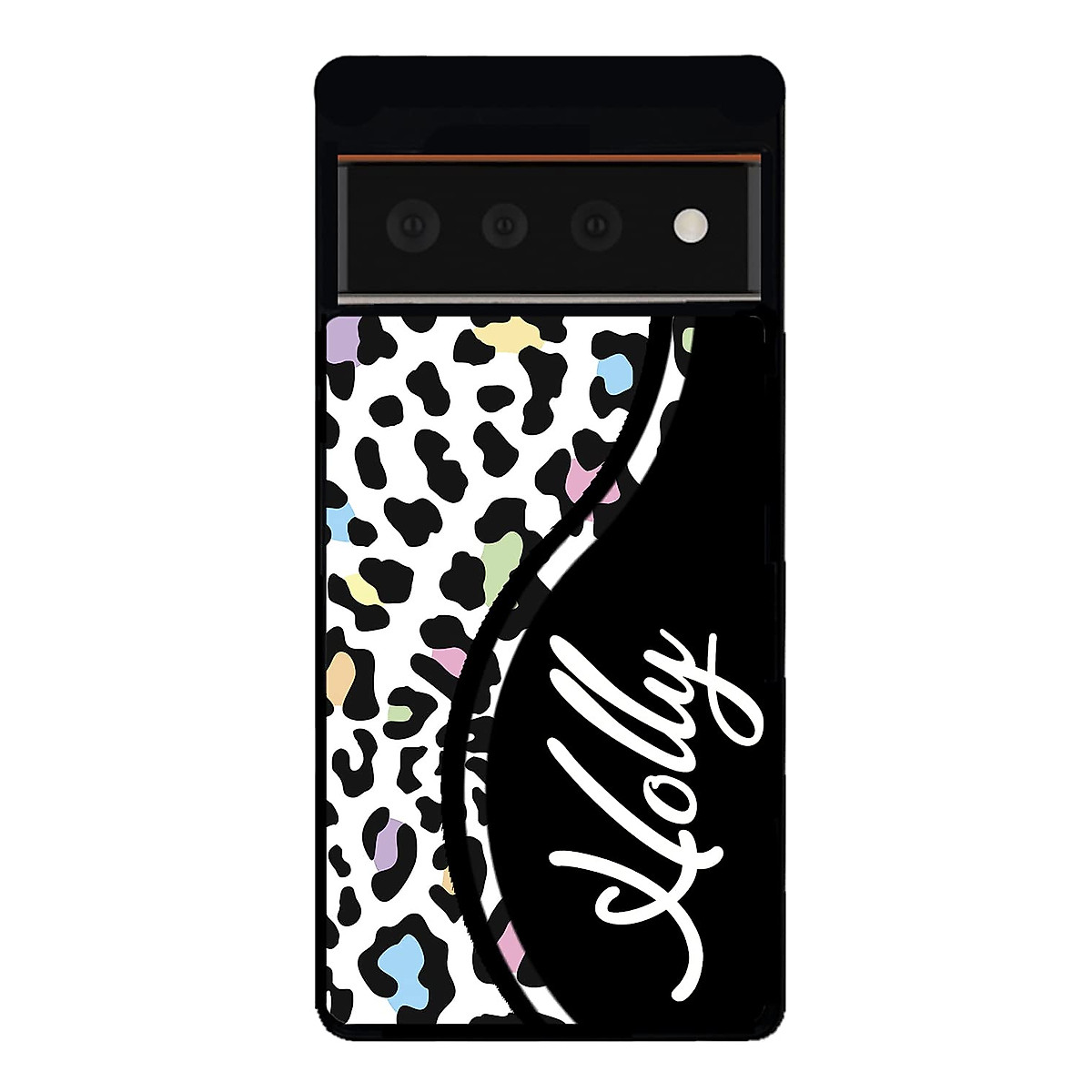Colorful Leopard Cheetah Animal Skin Personalized Black Rubber Phone Case Compatible With Google Pixel 8 Pro, 8a, 8, 7a, 7, Pixel 7 Pro, 6a, Pixel 6 Pro, 6, 5, 4a 5G, 4a 4G, 4, 4 XL, 3a, 3a XL, 3