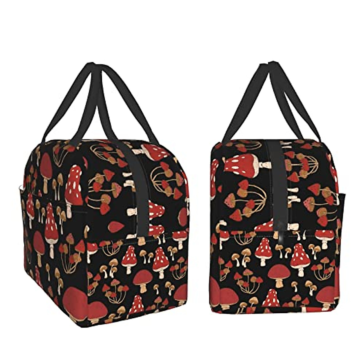 Lunch Bag Red Mushrooms Print Insulated Lunch Box Reusable Lunch Bags Meal Portable Container Tote For Men Women Work Travel Picnic