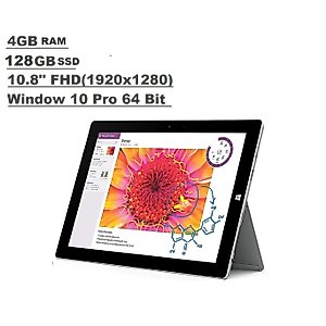 Microsoft Surface 3 Tablet (10.8-inch FHD (1920x1280), 4GB RAM, 128GB SSD, Intel Atom 1.6Ghz, Windows 10 Professional 64 Bit) (Renewed)