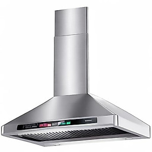 BRANO 30 Inch Wall Mount Range Hood with Voice/Gesture/Touch Control, 900 CFM Stainless Steel Kitchen Hood Vent with 4 Speed Exhaust Fan, 4 Adjustable Lights, Memory Mode, Ducted/Ductless Convertible