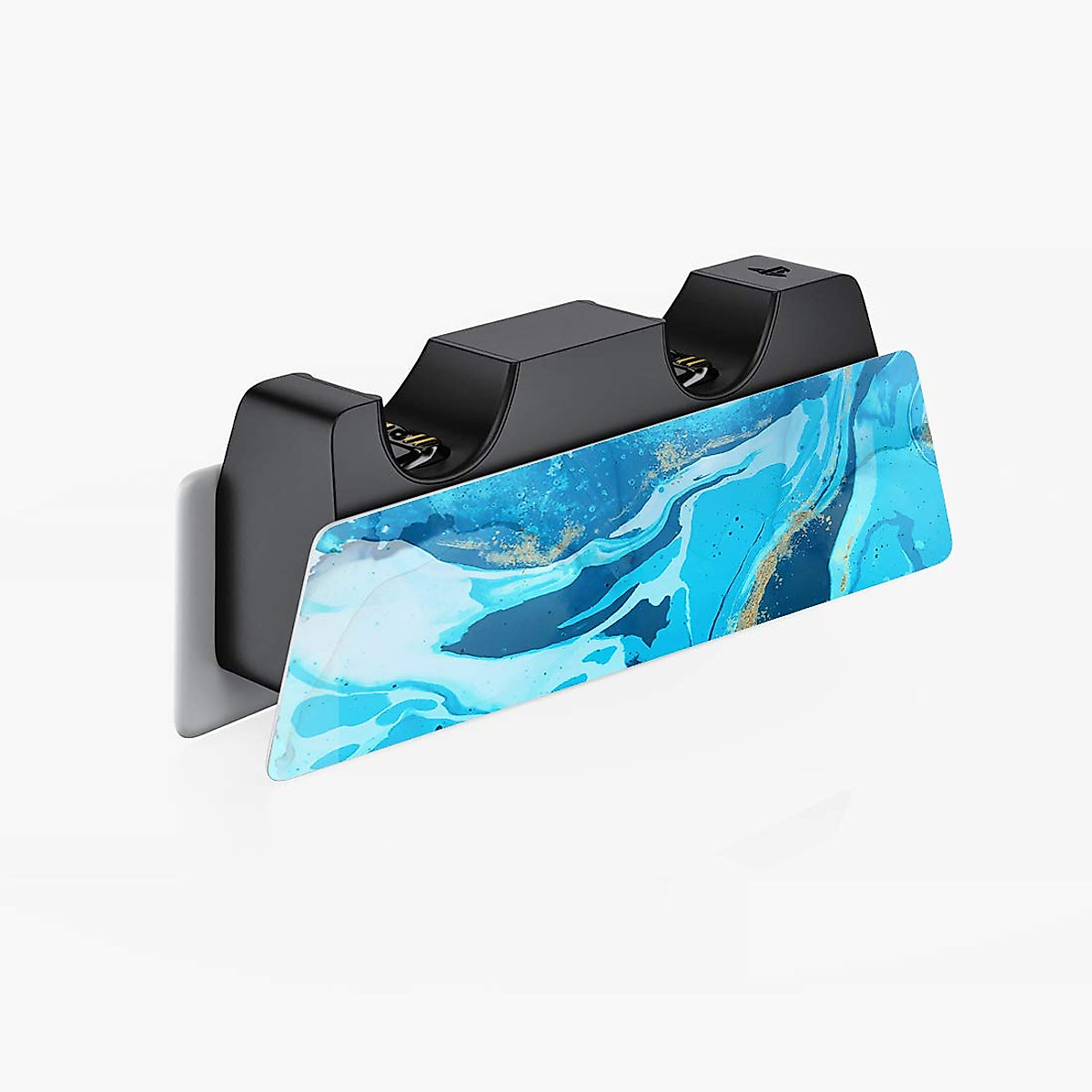 PlayVital Aquamarine Watercolour Full Set Skin Decal for ps5 Console Disc Edition, Sticker Vinyl Decal Cover for ps5 Controller & Charging Station & Headset & Media Remote