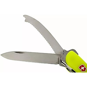 Victorinox Rescue Tool with Nylon Pouch Swiss Army Knife, 13 Functions, Swiss Made Pocket Knife with Seatbelt Cutter and Glass Saw - Fluorescent Yellow