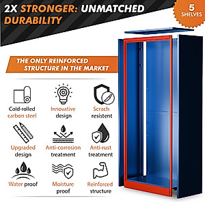 METALTIGER Locking Metal Storage Cabinet | Garage Storage Cabinet with Doors | 71" Lockable Tool Cabinet | Metal Cabinets for Home Office (Dark Blue)
