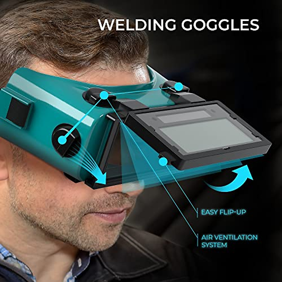 SPARGOS Welding Goggles Glasses Auto Darkening Solar Welders Helmet Eyes Gas Torch Cutting Flip Up Lens Eye Protection