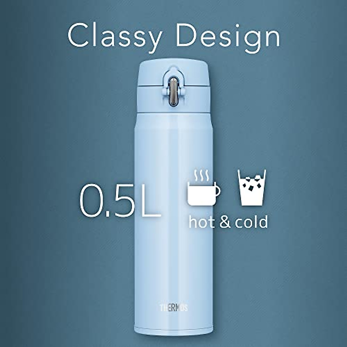 Thermos JOH-500 LB Vacuum Insulated Portable Mug, 16.9 fl oz (500 ml), Light Blue
