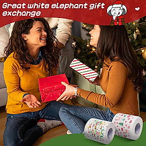 Merry Christmas Toilet Paper- Christmas Toilet Paper Roll for White Elephant Gifts, Tissue Napkin Prank Fun- Christmas Decorations for Xmas Stocking Stuffers Novelty Gift Idea, 2 Roll