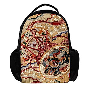 VBFOFBV Travel Backpack for Women, Hiking Backpack Outdoor Sports Rucksack Casual Daypack, Japanese Art Drum Flower Vintage