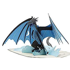 Ice Dragon - 3D Pop Up Greeting Card For All Occasions - Birthday, Love, Christmas, Goodluck, Congrats, Get Well - Blank Inside for Personalized - Amazing, Fun, Happy Gift - Thick Envelope, Fold Flat