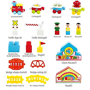 Toy Train Set, Toddler Musical Electric Trains Toy Set with Tracks Building Blocks, Preschool Learning Educational Toys Gift for 12 18 Months Kids 1 2 3 4 5 Year Old Boys Girls